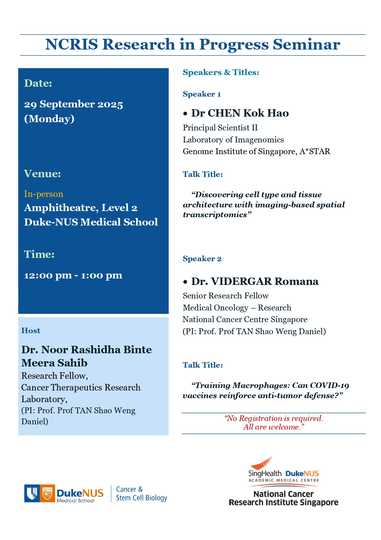 NCRIS Research in Progress (RIP) Meeting on 29 Sep 2025 (Mon) @12pm